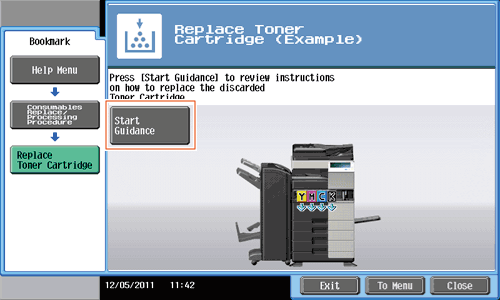 Displaying Help on the Touch Panel