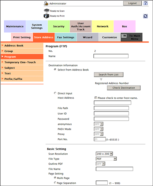 Registering an FTP Program