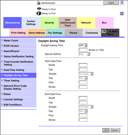 Configuring the Daylight Saving Time Settings