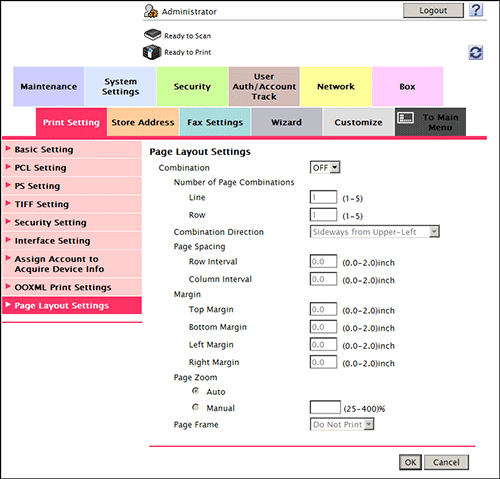 Configuring the Default Combination Settings